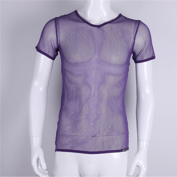 Shirts | Mens Mesh T Shirt Printed Oneck Long Sleeve Mesh Transparent ...